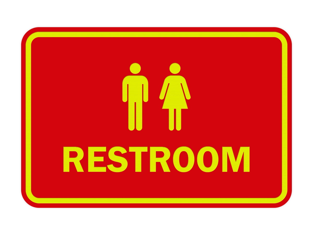 Classic Framed Unisex Restroom Sign (Red/Yellow) - Large - Walmart.com