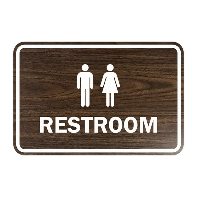 Classic Framed Unisex Restroom Sign (Walnut) - Large - Walmart.com