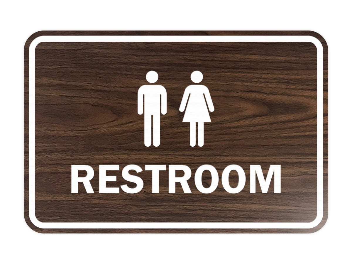 Classic Framed Unisex Restroom Sign (Walnut) - Medium - Walmart.com
