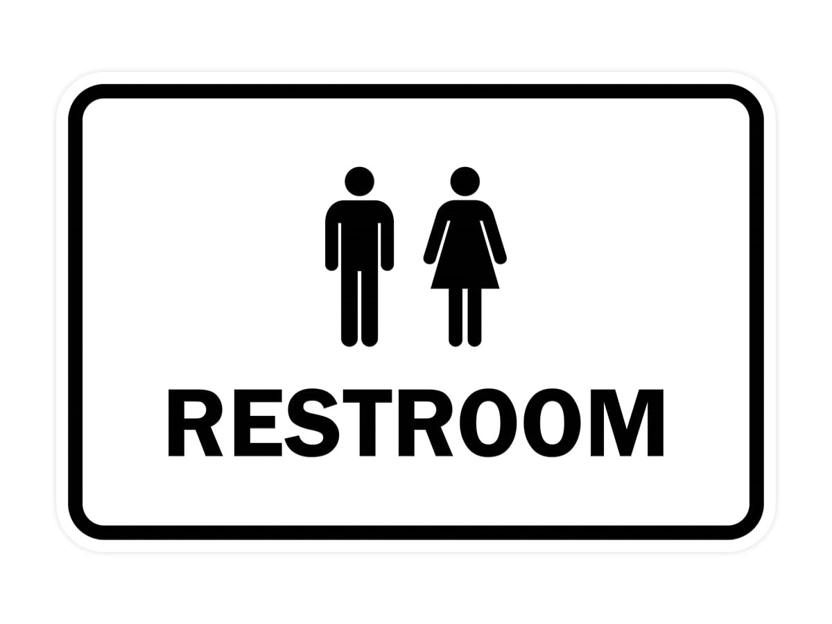 Classic Framed Unisex Restroom Sign (White) - Large - Walmart.com