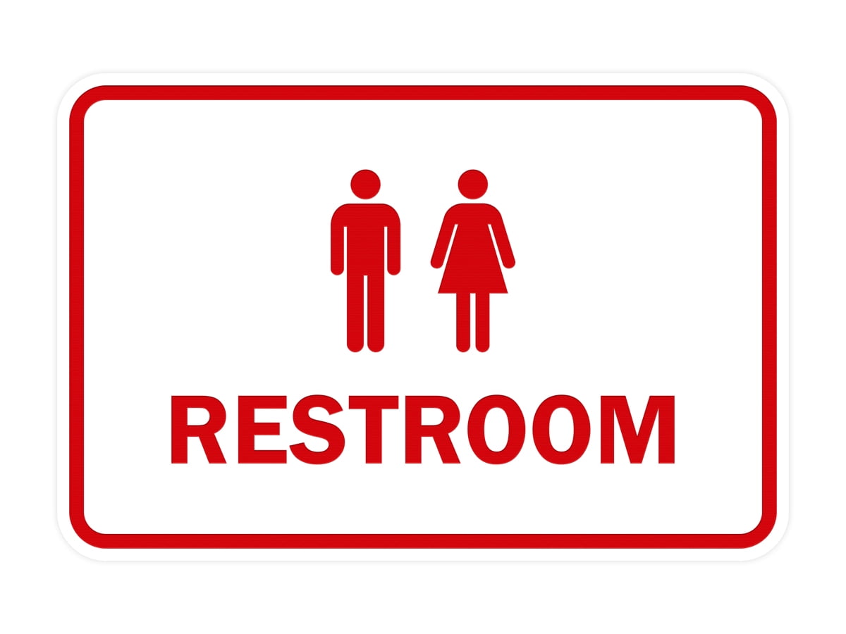 Classic Framed Unisex Restroom Sign (White/Red) - Medium - Walmart.com