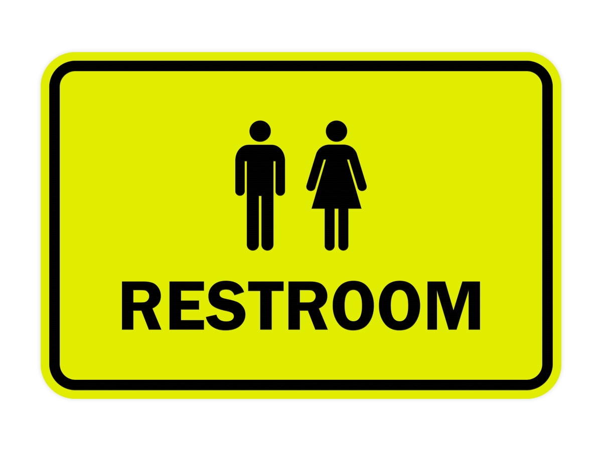 Classic Framed Unisex Restroom Sign (Yellow / Black) - Medium - Walmart.com