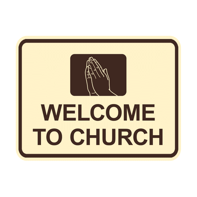 Classic Framed Welcome To Church Praying Hands Sign (Ivory/Dark Brown ...