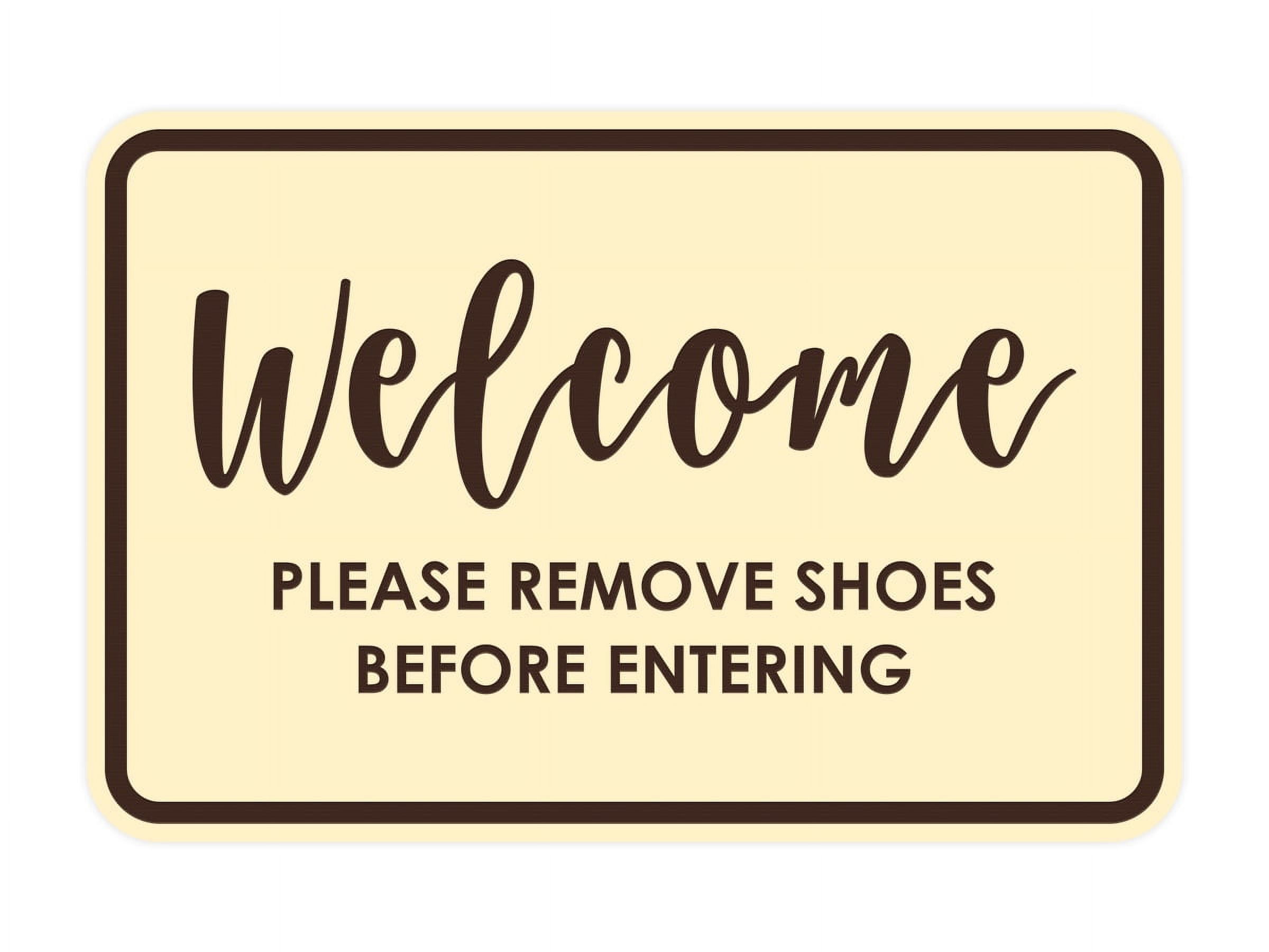 Classic Framed Welcome please remove shoes before entering (Ivory/Dark ...