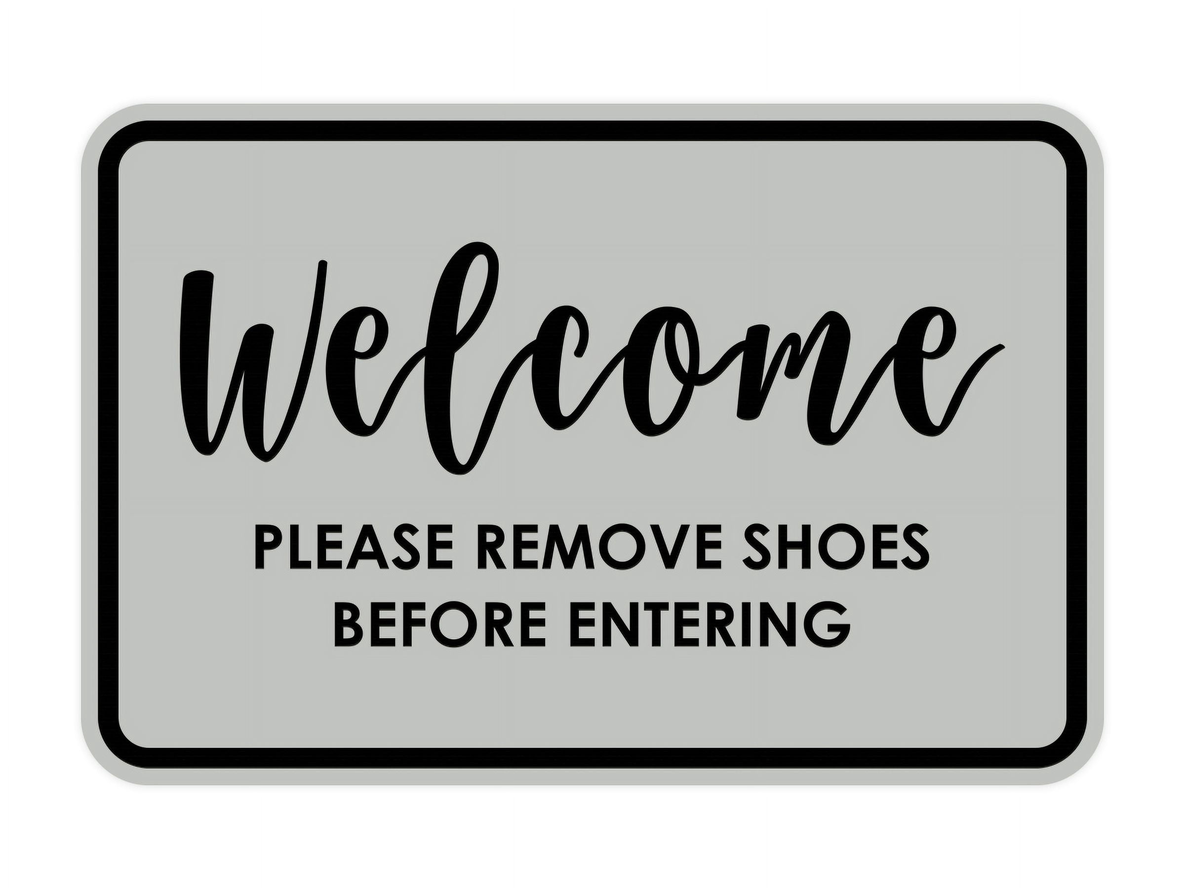 Classic Framed Welcome please remove shoes before entering (Lt Gray ...