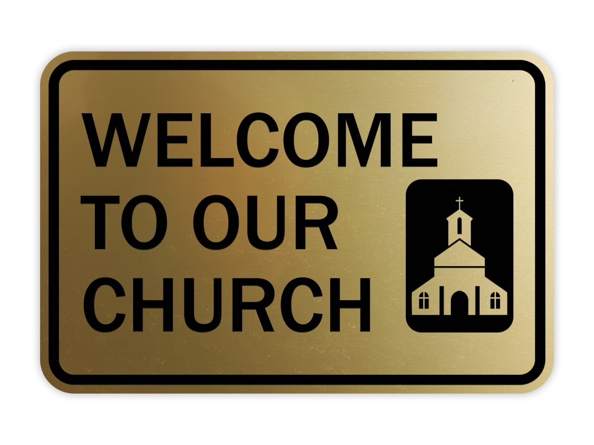 Classic Framed Welcome to Our Church Sign (Brushed Gold) - Large ...