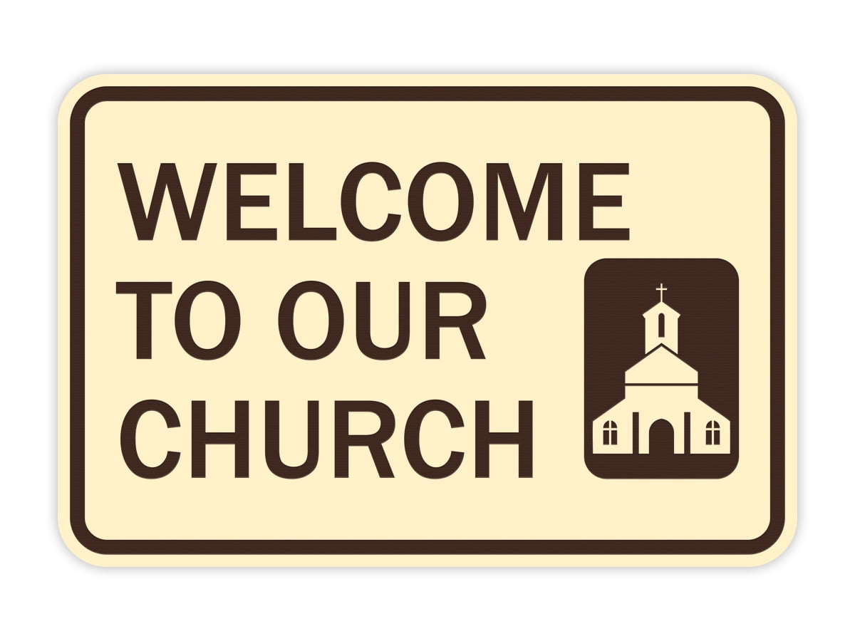 Classic Framed Welcome to Our Church Sign (Ivory/Dark Brown) - Small ...