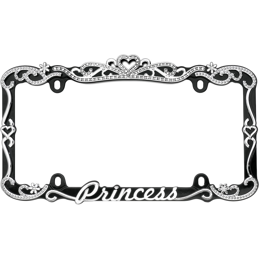 Princess Black And Chrome Crystal Diamond Rhinestone Bling Frame ...