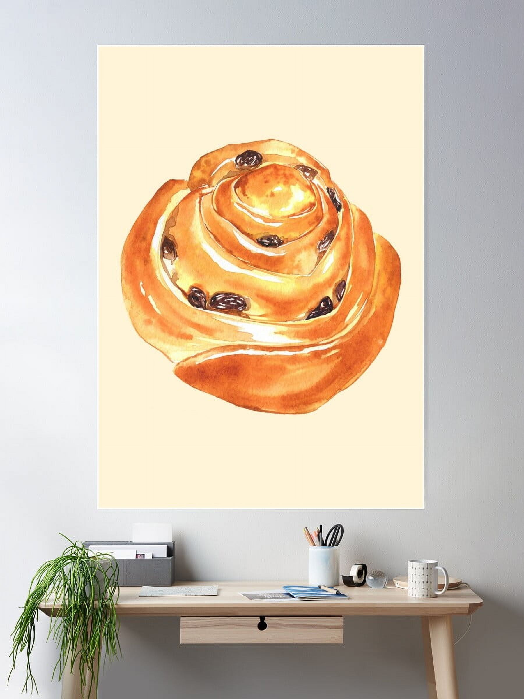Classic French Pain Aux Raisin Roll Poster Wall Art Modern Wall Decor ...