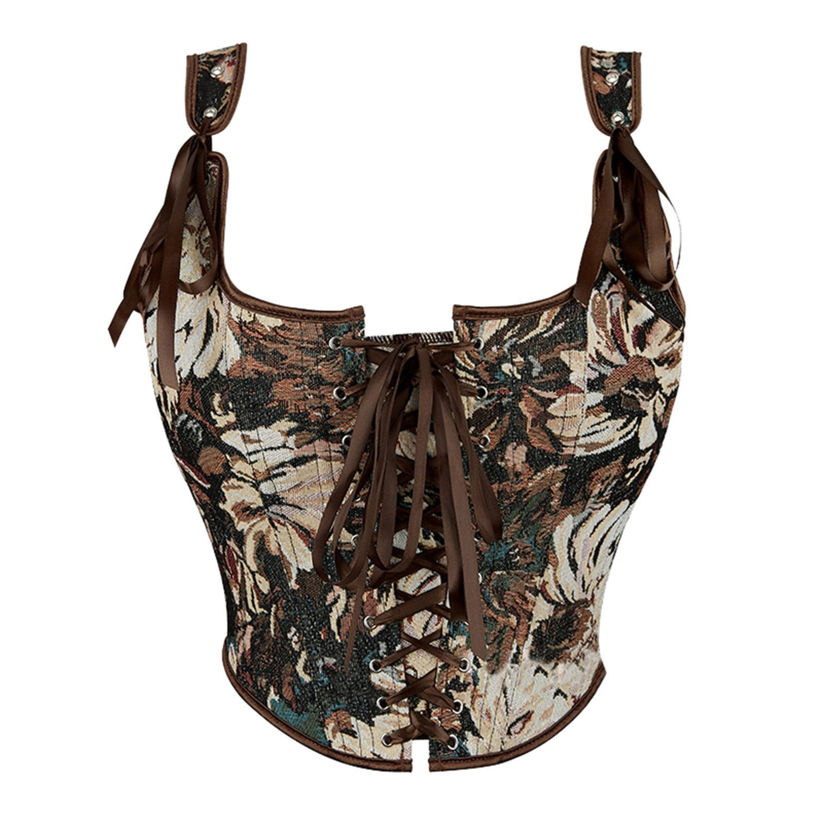 Classic French Style Corset With Front Lacing Retro Oil Painting Print ...