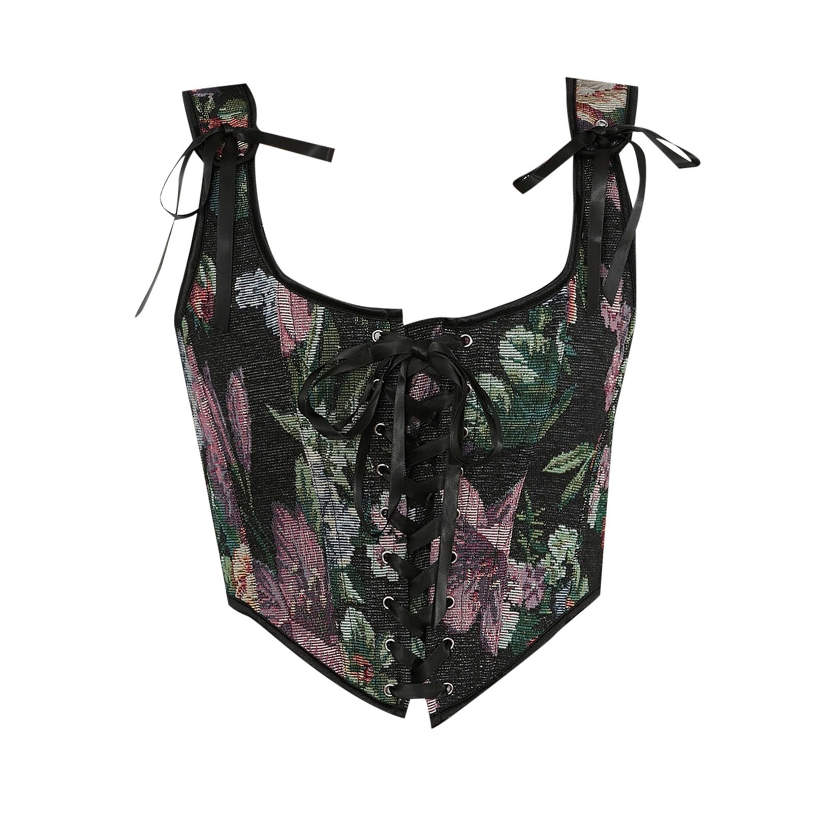 Classic French Style Corset With Front Lacing Retro Oil Painting Print ...