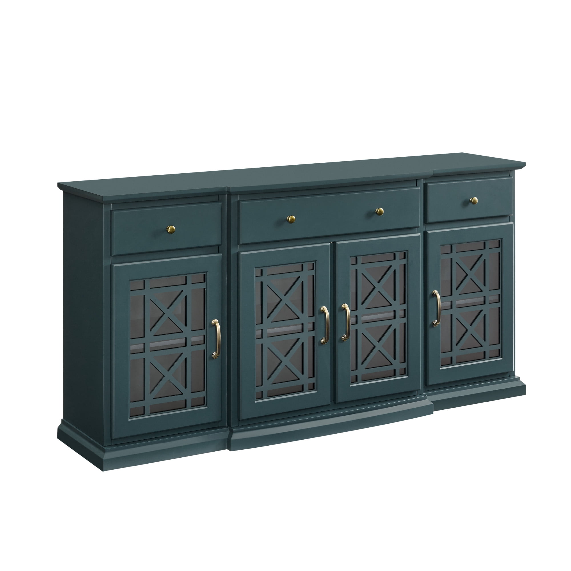 Classic Fretwork Detailed Glass-Door Sideboard Sideboard Buffet Cabinet ...