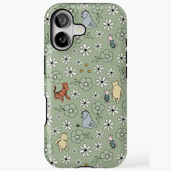 Classic Friends Floral Sage Green Art Pattern Case for iPhone 17 16 15 ...
