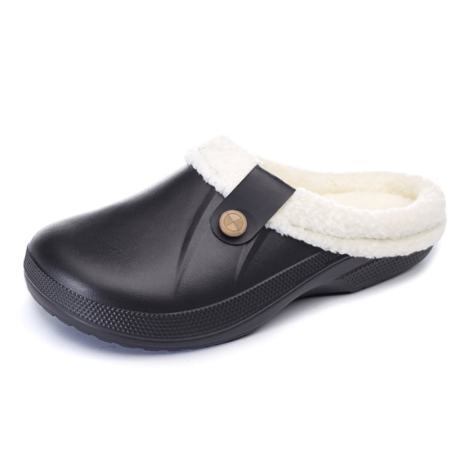 Classic Fur Lined Clogs Waterproof Winter Fuzzy Slippers for Women Men ...
