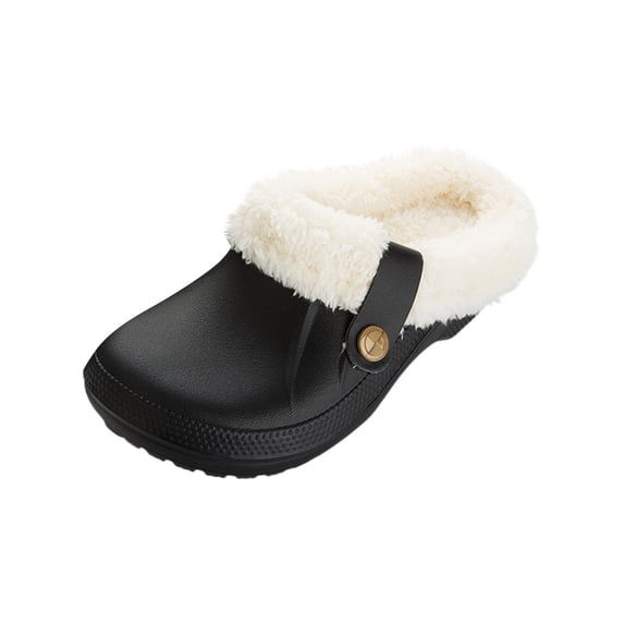 Classic Fur Lined Waterproof Winter Fuzzy Slippers for Women Men Indoor ...