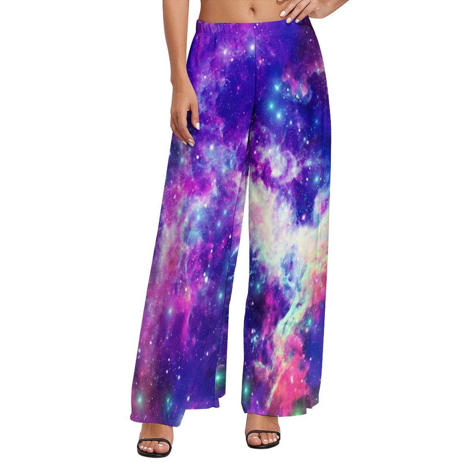Classic Galaxy Straight Pants Outer Space Sexy Wide Pants Female Big Size Streetwear Printed ...