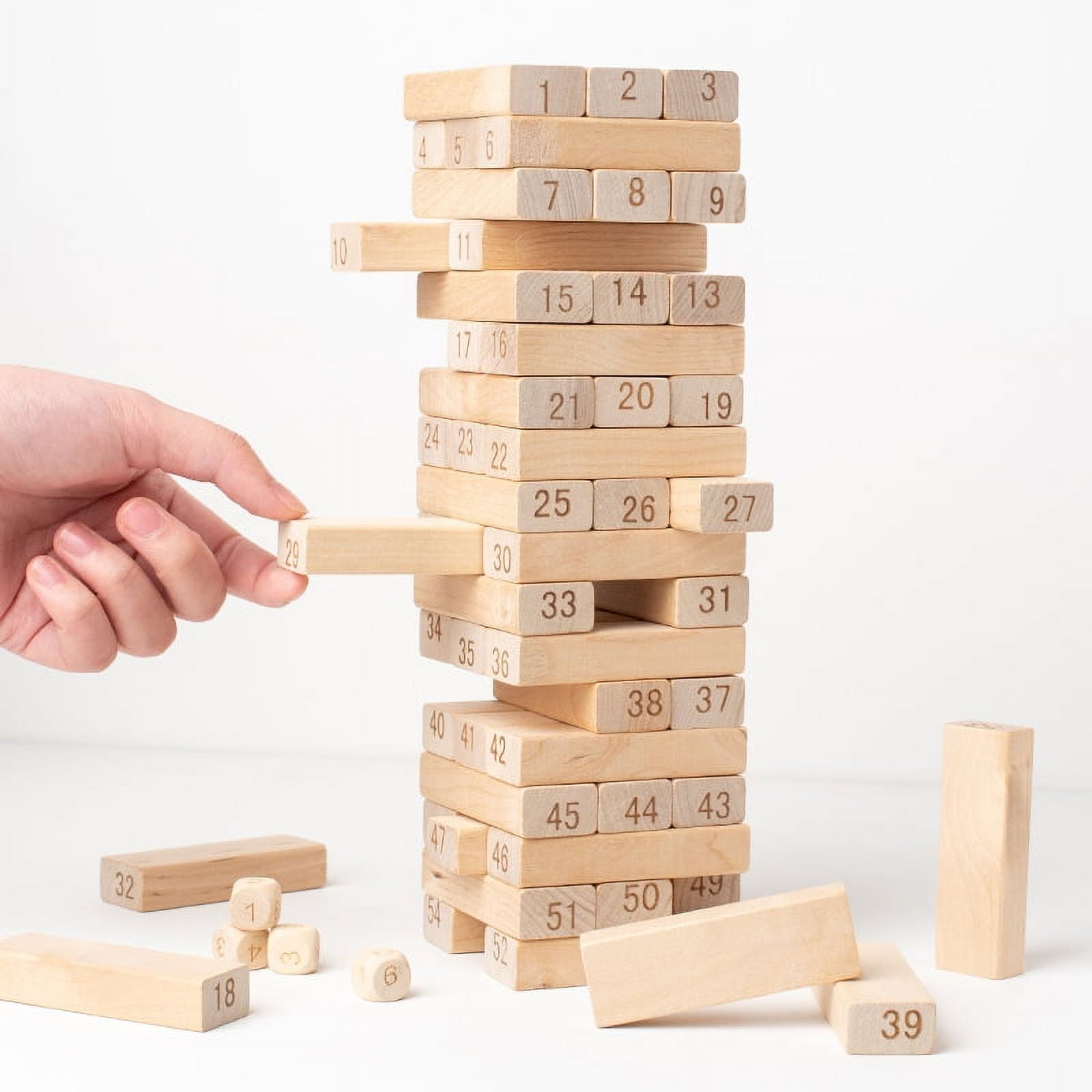 Classic Game with Genuine Hardwood Blocks, Stacking Tower Game for 1 or ...