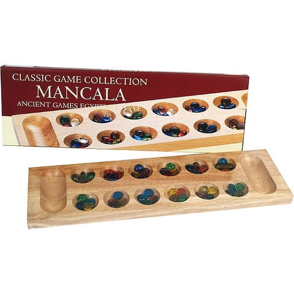 Classic Games Collection Deluxe Wood Mancala With Glass Beads - Walmart.com