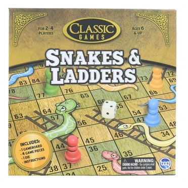 Wooden 2-in-1 Board Game Set, Reversible Snakes and Ladders, Ludo ...