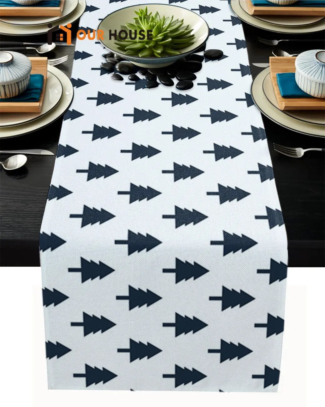 Classic Geometric Plant Tree Wedding Home Party Table Runners Coffee ...