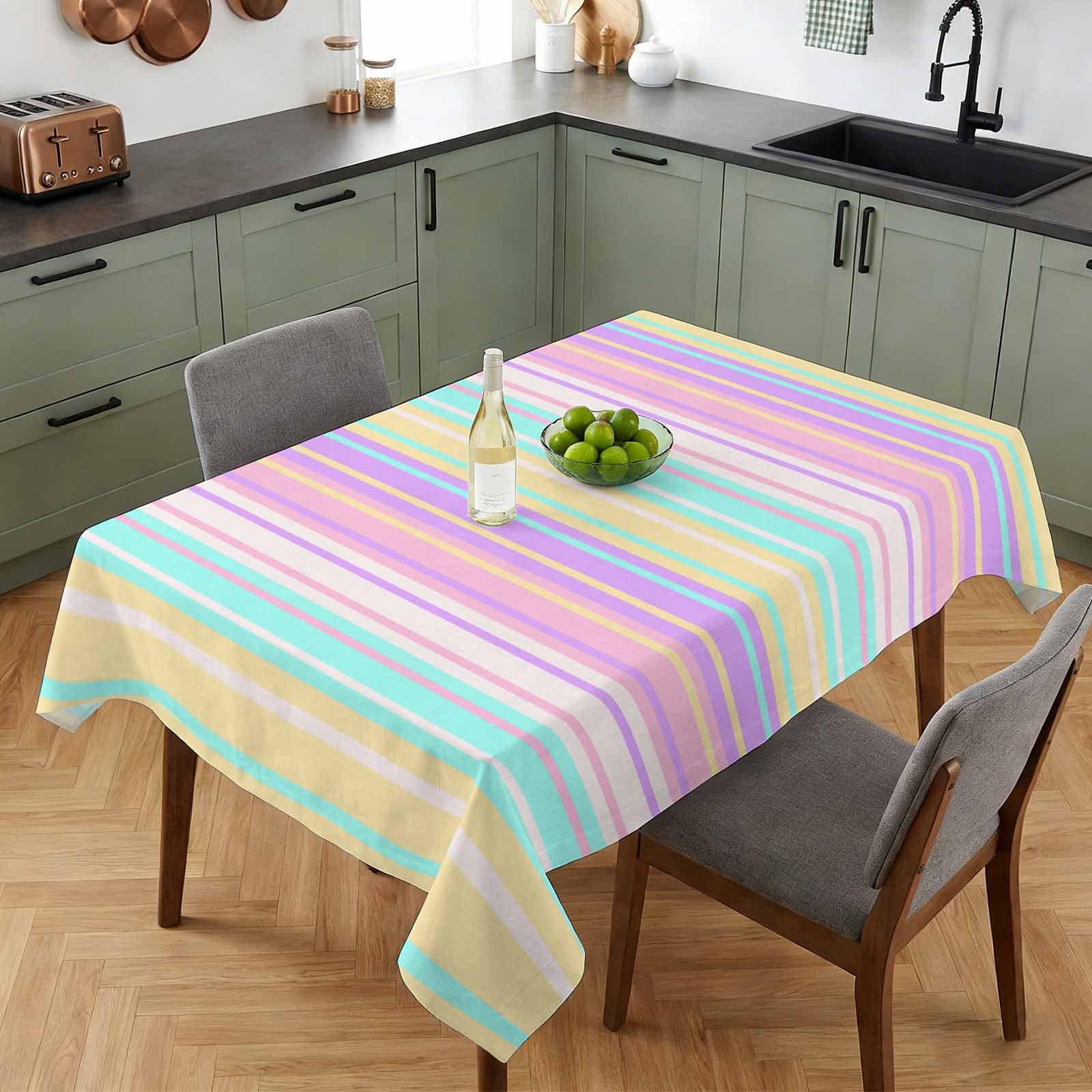 Classic Geometric Stripe Table Cloth 52x70in, Waterproof Rectangle ...