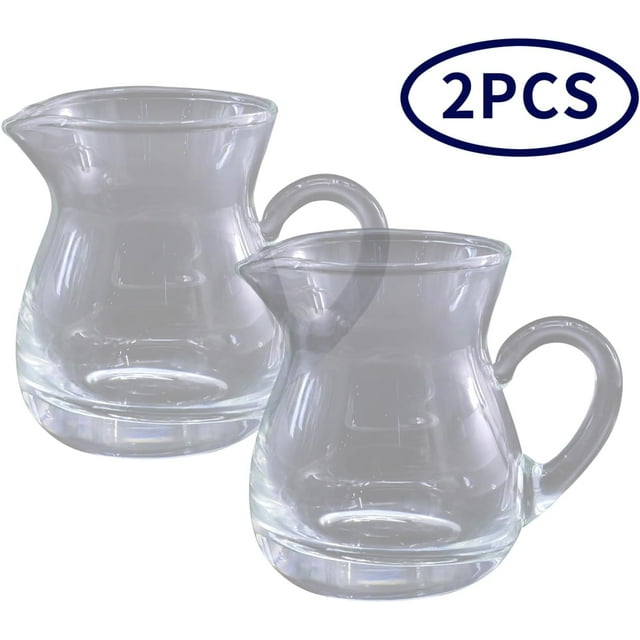 Classic Glass Creamer Pitcher with Handle 4oz Pack of 2 Milk Pourer ...