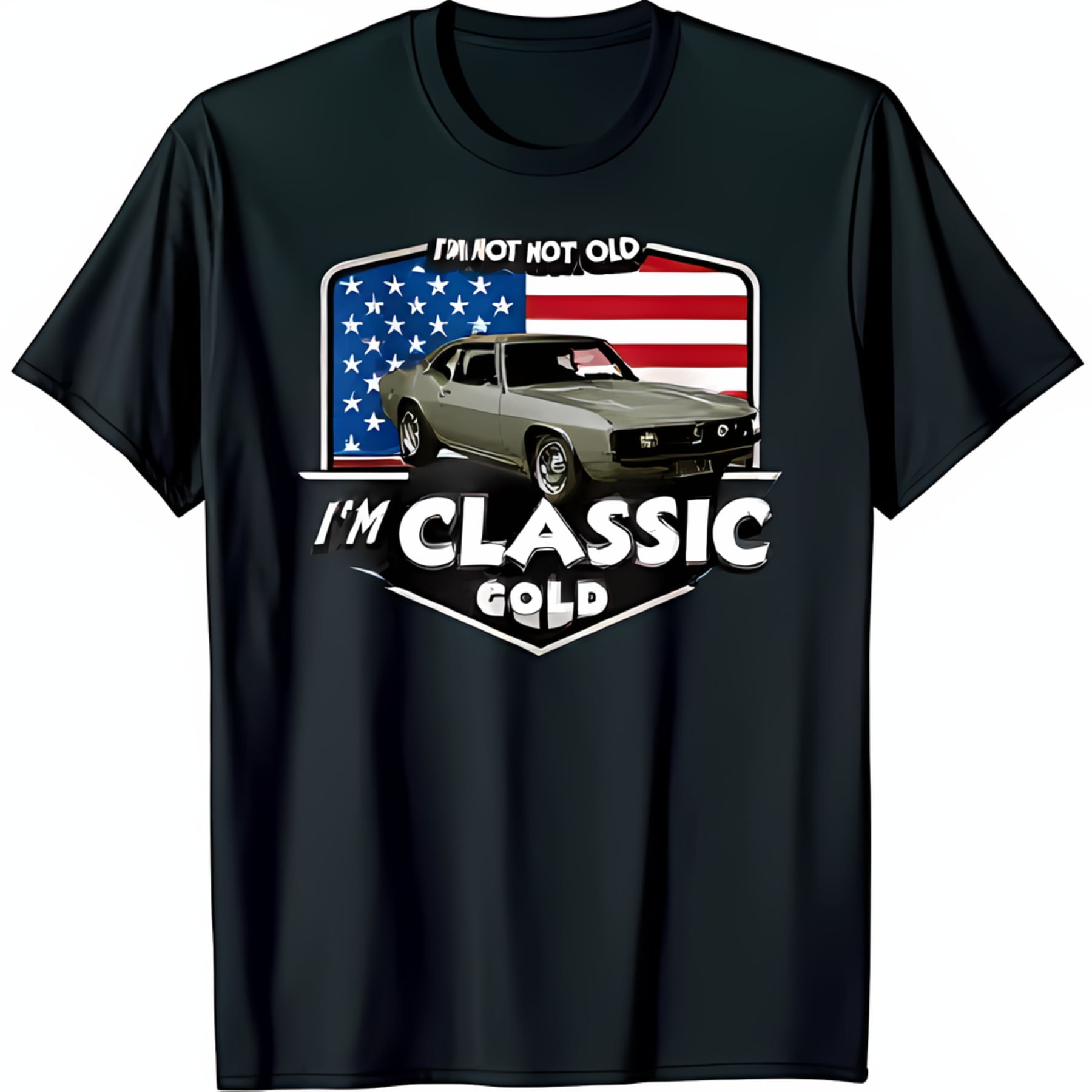 Classic Gold Muscle Car T-Shirt Design Funny Quote - Walmart.com