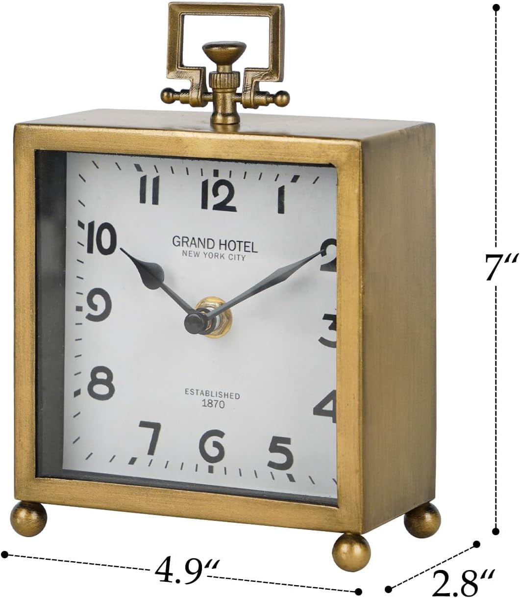 Classic Gold Table Clock, Silent Non-Ticking Battery Operated ...