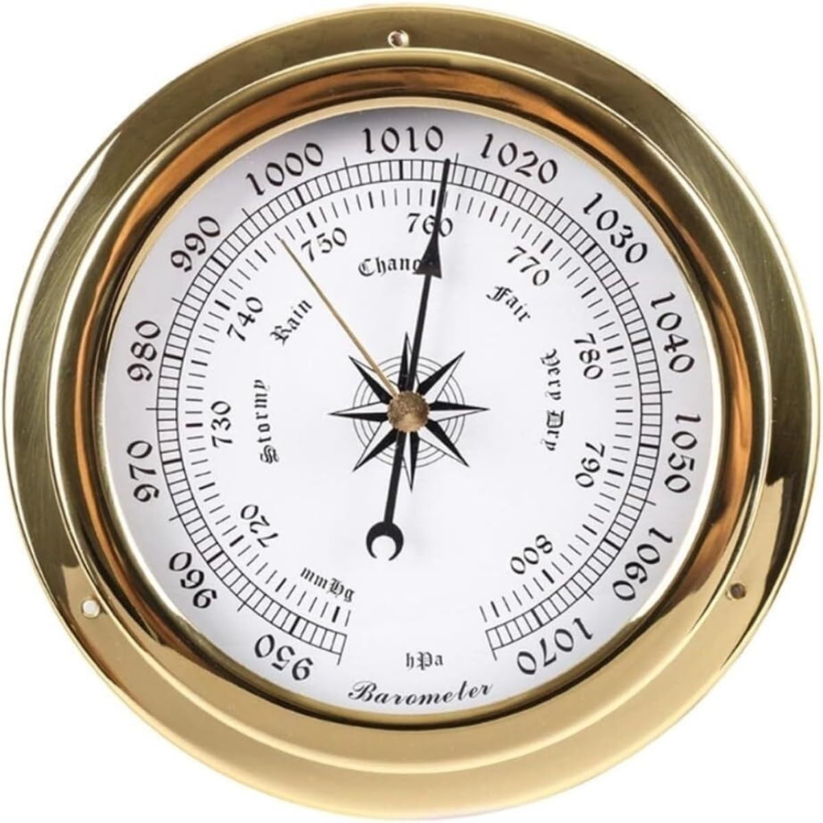 Classic Gold Wall-Mounted Barometer Weather Station, 5.7 Inch ...