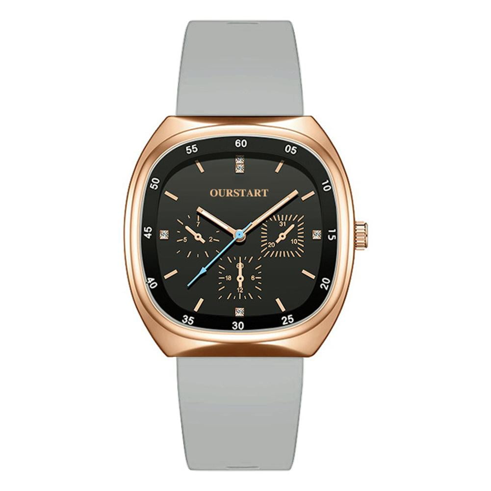 Classic Gold/black Dial Colors Watch Silica Gel Band Fashion Numbers ...