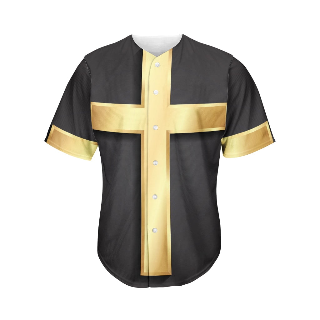 Classic Golden Cross Print Active Baseball Jersey for Men and Women ...