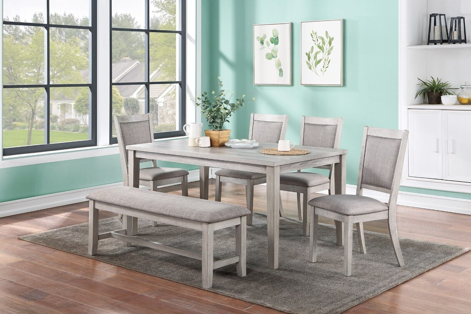 Classic Gorgeous 6pc Counter Height Dining Set Natural Wooden Table Top ...