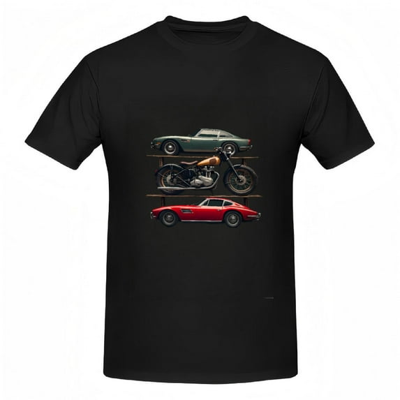 Classic Graphic Cotton Short Sleeve T-Shirt - Green Sports Car Vintage ...