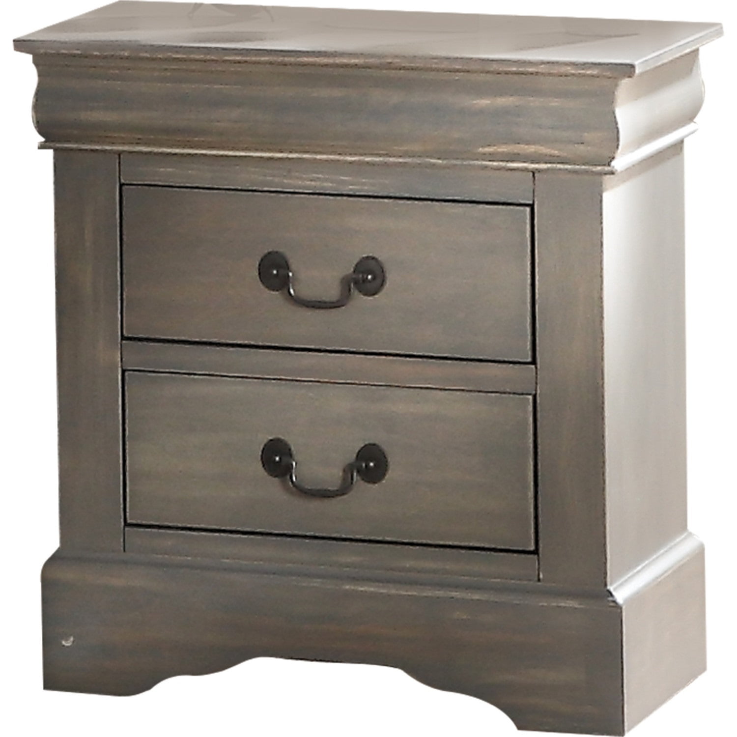 Classic Gray Wash Finish 2 Drawer Wooden Nightstand - Walmart.com