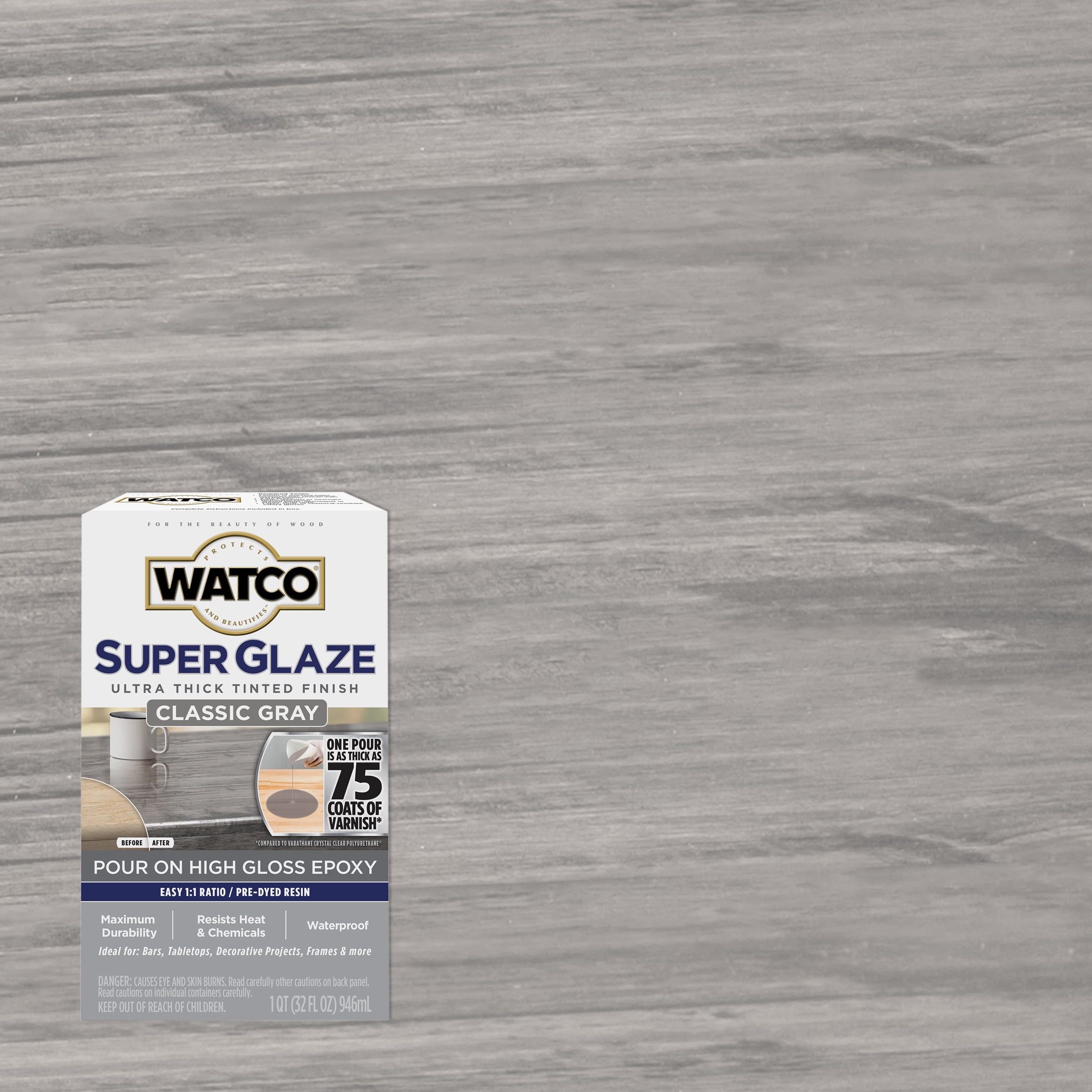 Classic Gray, Watco Super Glaze High Gloss Epoxy, 1 quart kit - Walmart.com