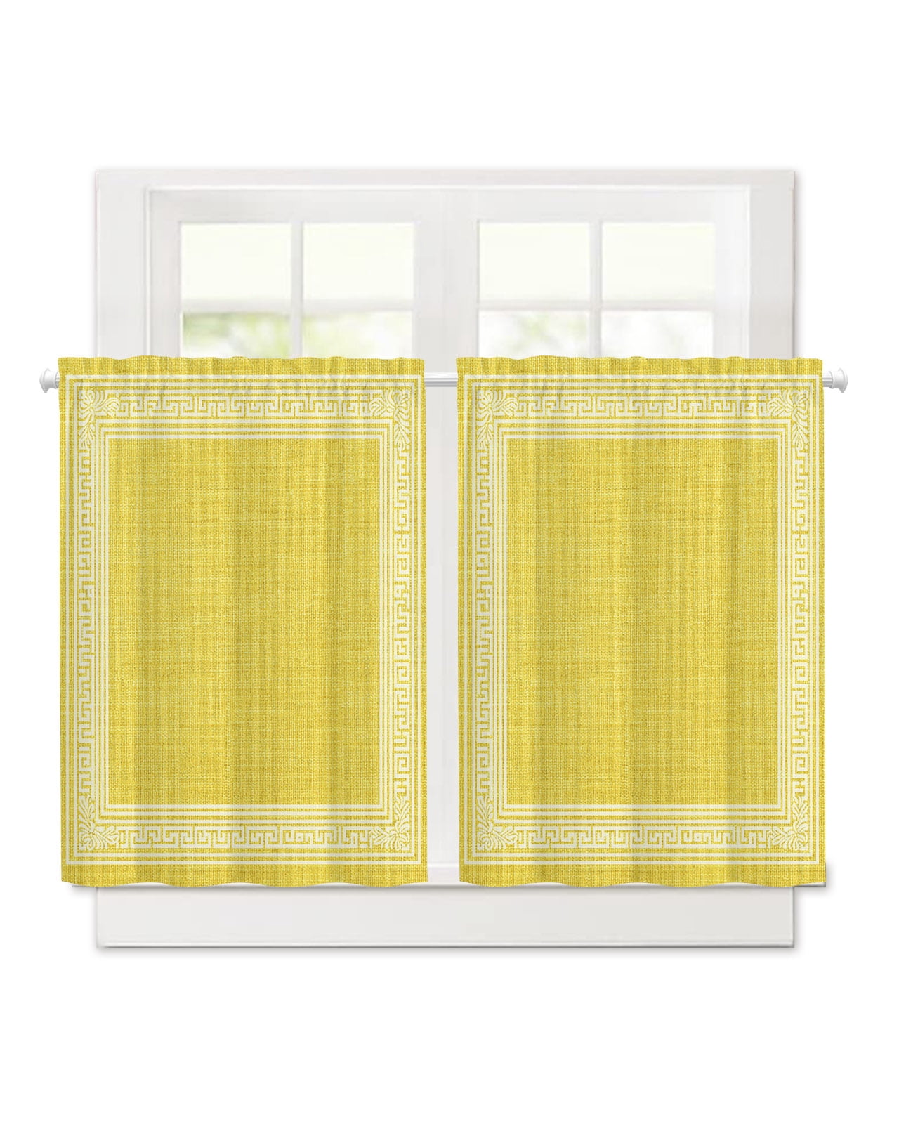 Classic Greek Geometric Key Pattern Short Blackout Curtains 36 Inch ...
