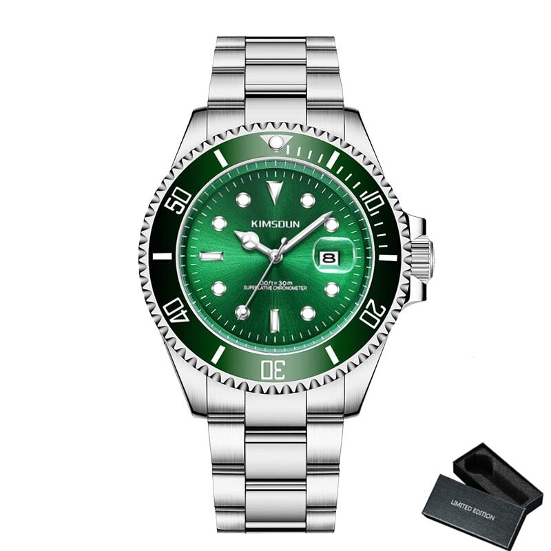 Classic Green Battery-Powered Mechanical Design Quartz Watch Men ...