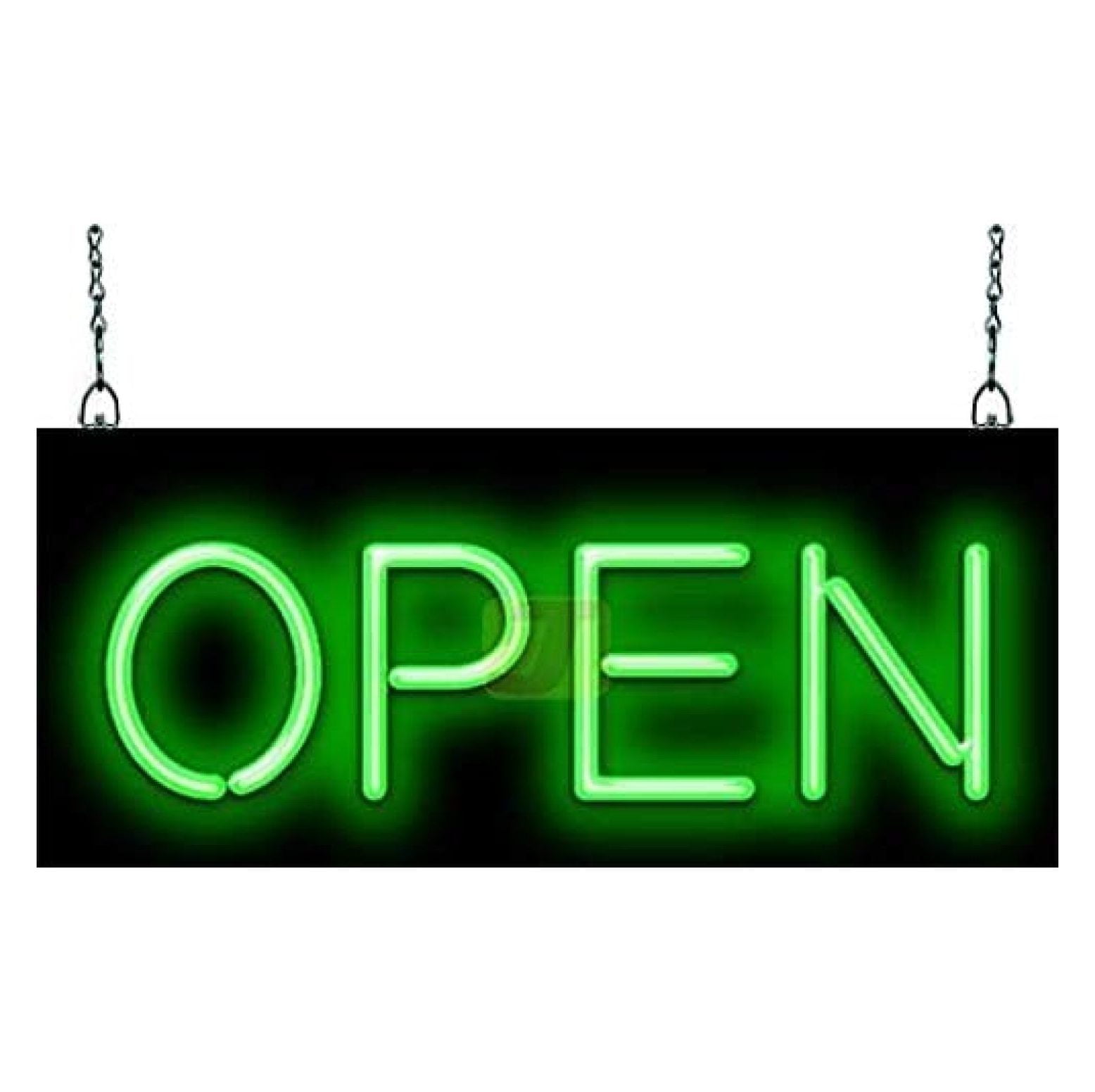Classic Green Neon Open Sign - 20" Wide x 8" high - Real, Quality Hand ...