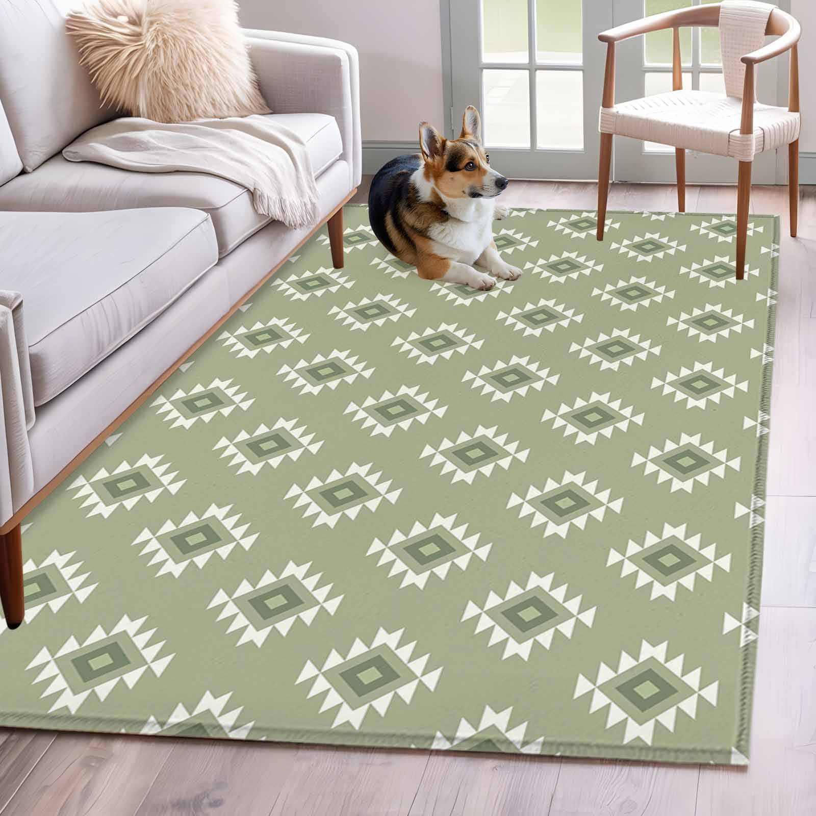 Classic Green Pattern Area Rugs 4x6 ft Abstract Tribal Aztec Western ...