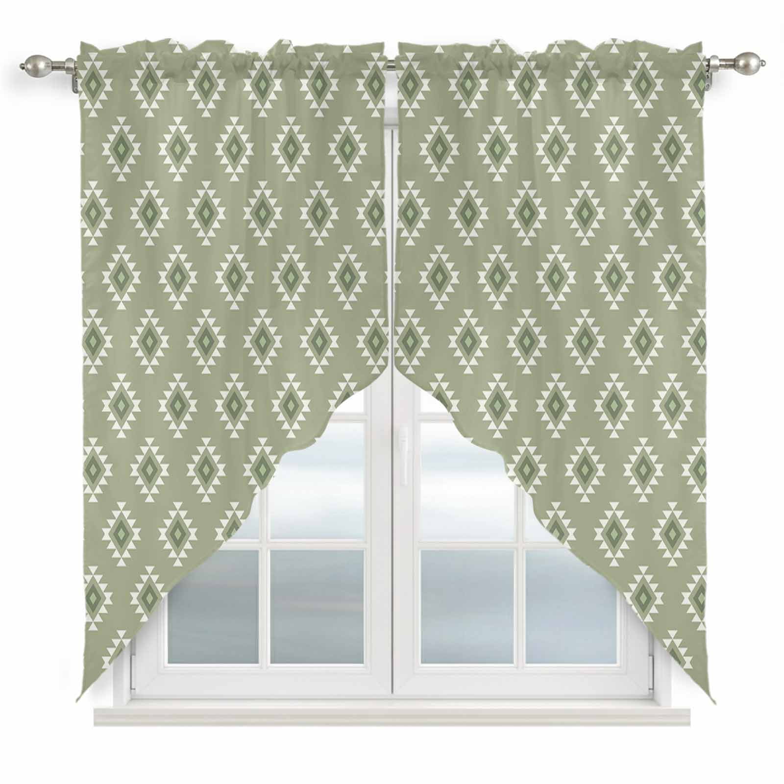 Classic Green Pattern Swag Curtain Valance for Window 2 Panels Abstract ...