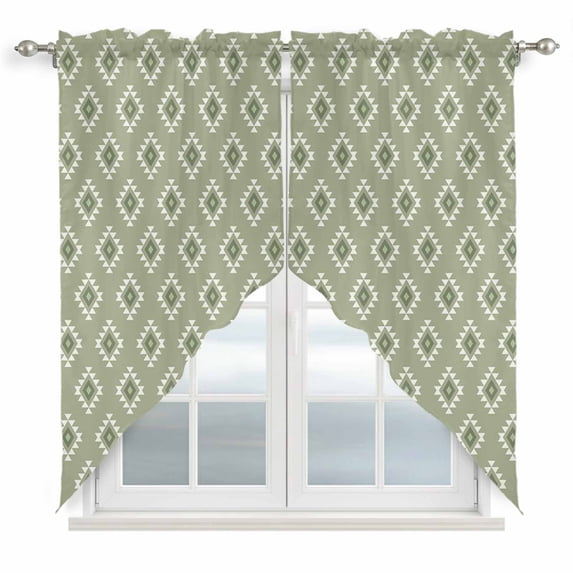 Classic Green Pattern Swag Curtain Valance for Window 2 Panels Abstract ...