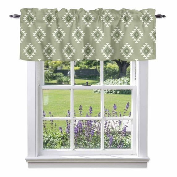Classic Green Pattern Valances for Windows, Abstract Tribal Aztec ...