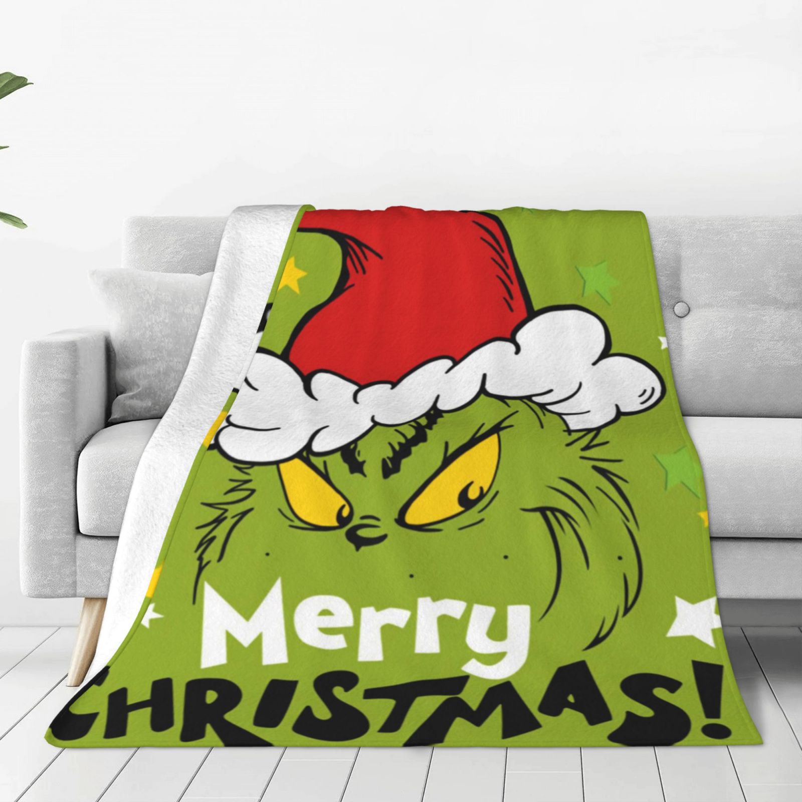 Classic Grinch Grinch In Chimney Holiday Printed Throw Blanket，Kids ...
