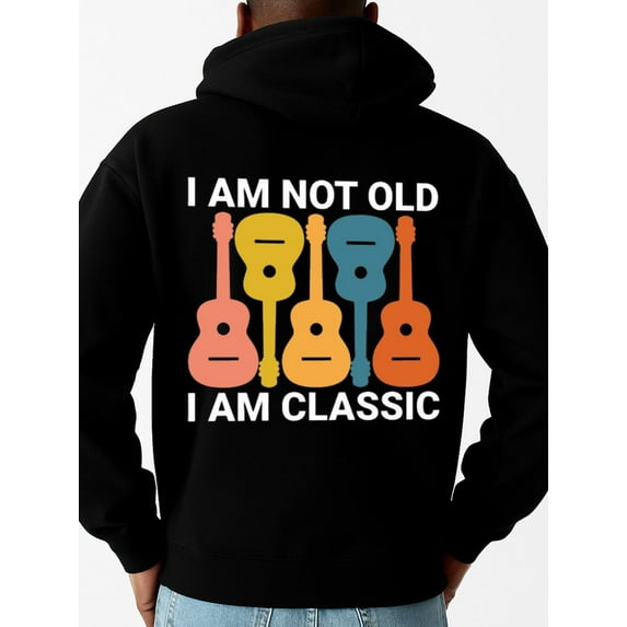 Classic Guitar Funny Men's Long Sleeve Hoodie - Black, Winter/Fall ...