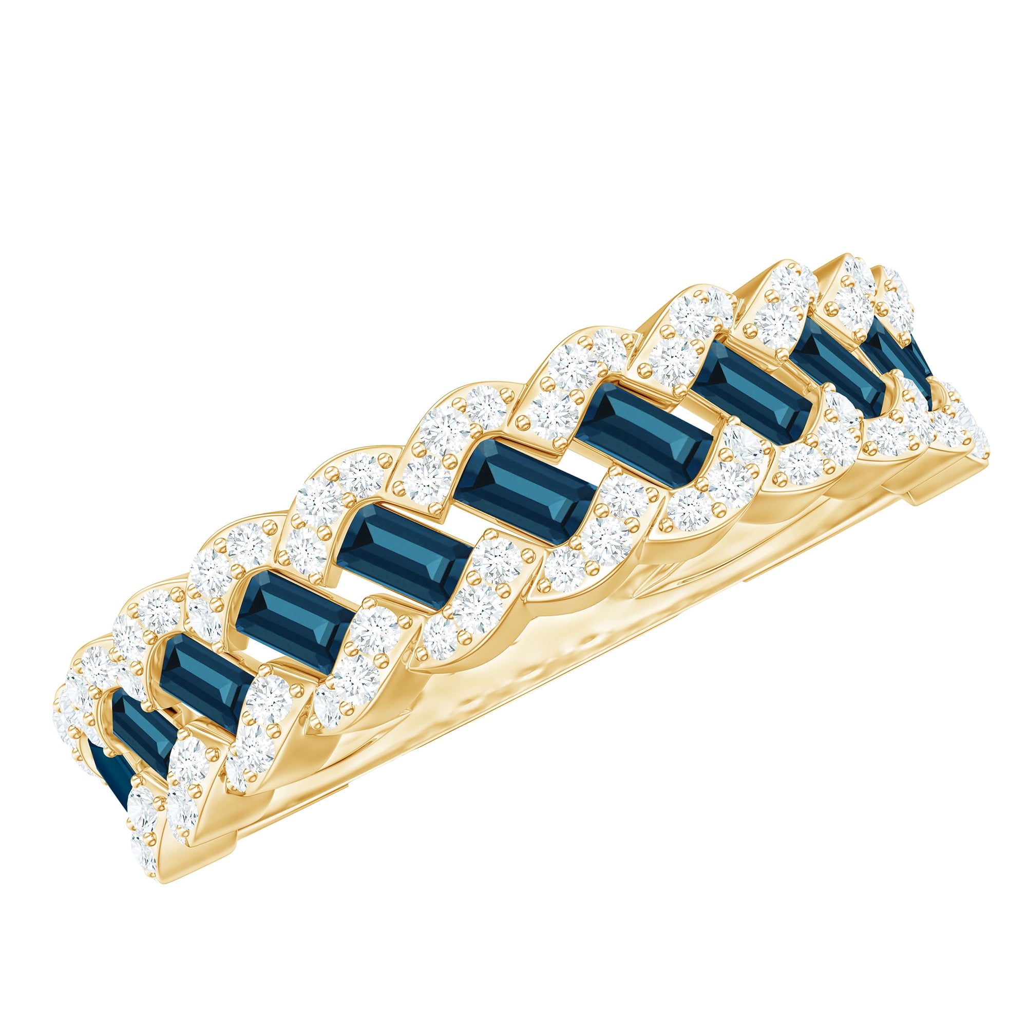 Rosec Jewels London Blue Topaz Diamond Half Eternity Band - Blue Topaz ...