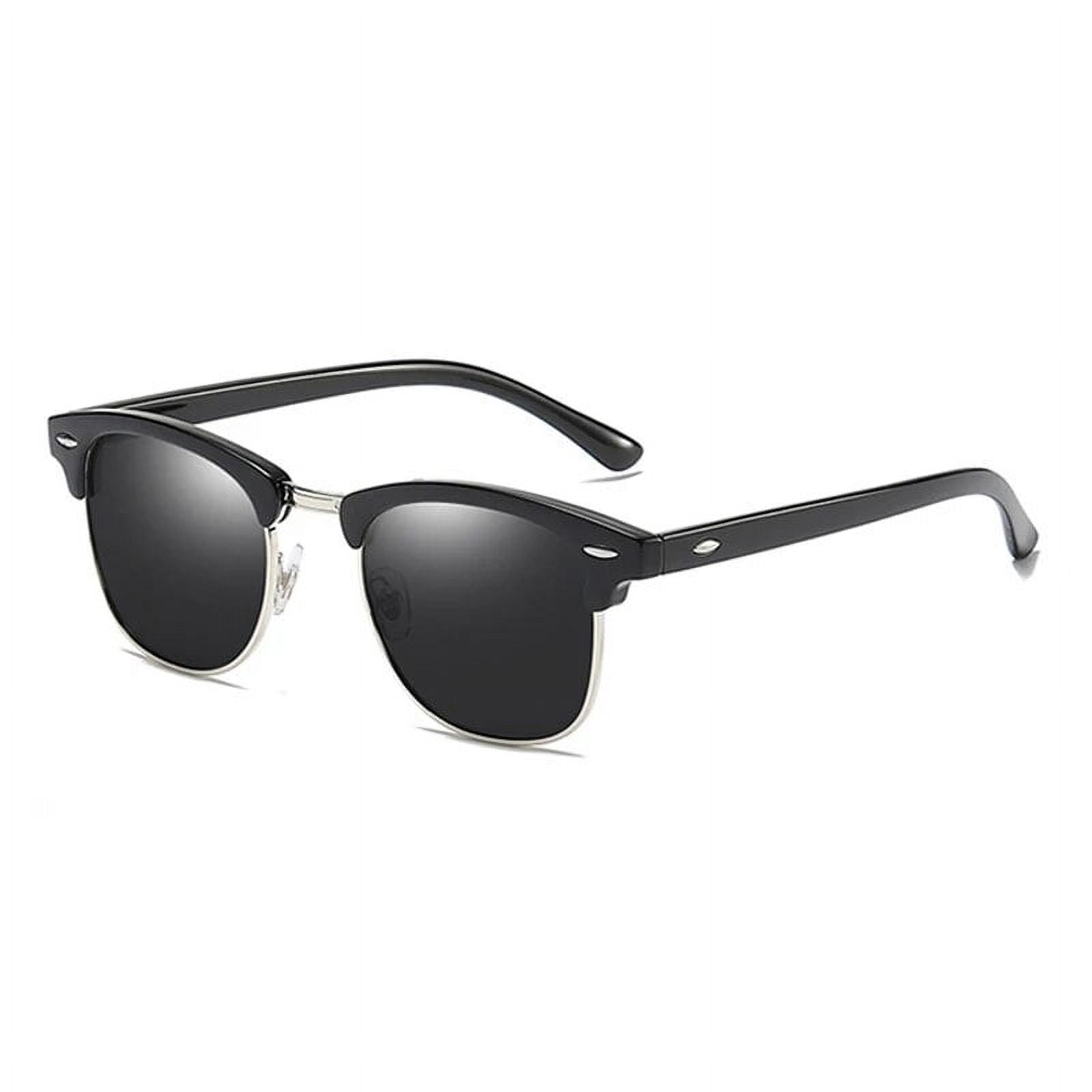 Classic Half Frame Polarized Sunglasses Men Women Retro Square Rivet ...