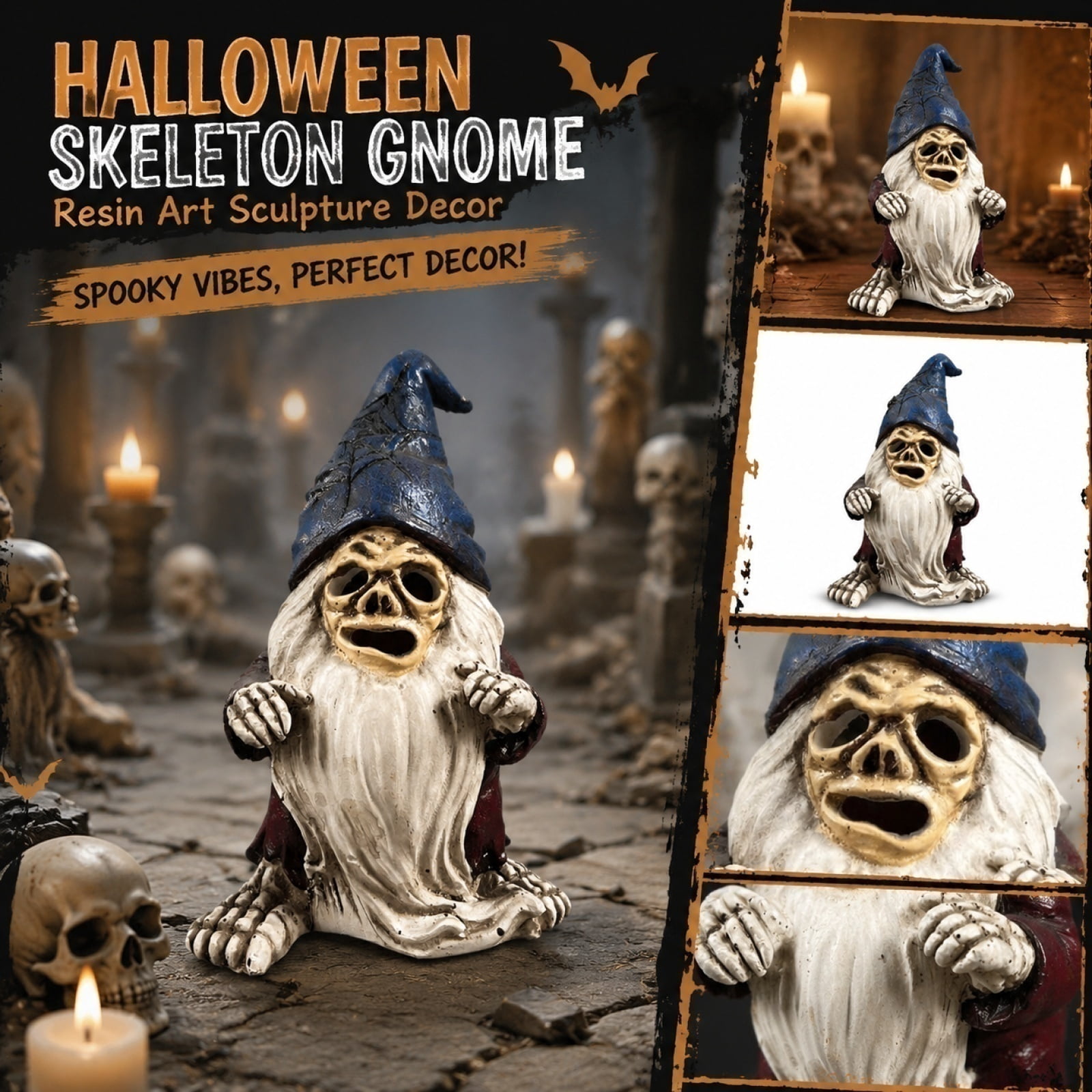 Classic Halloween Skeleton Figure Resin Prop, Spooky Haunted House ...