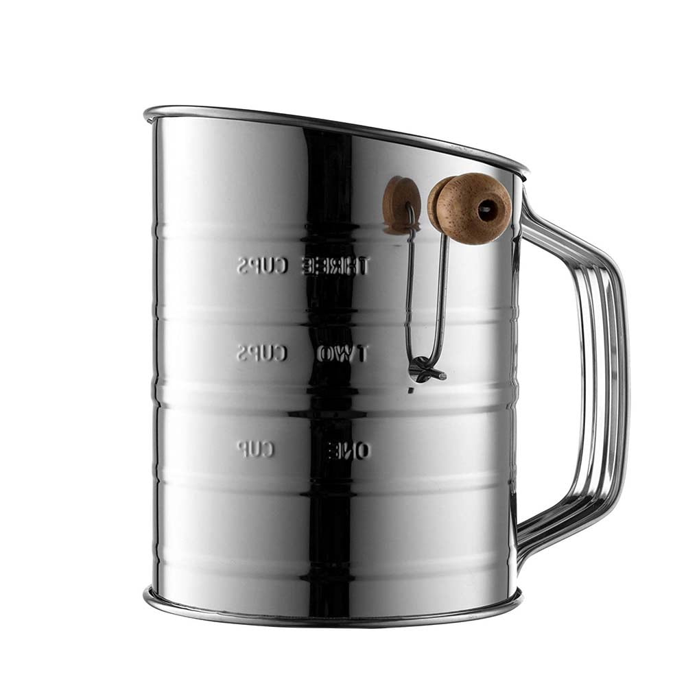Classic Hand Crank Flour Sifter, 3 Cup Capacity With Double Loop ...