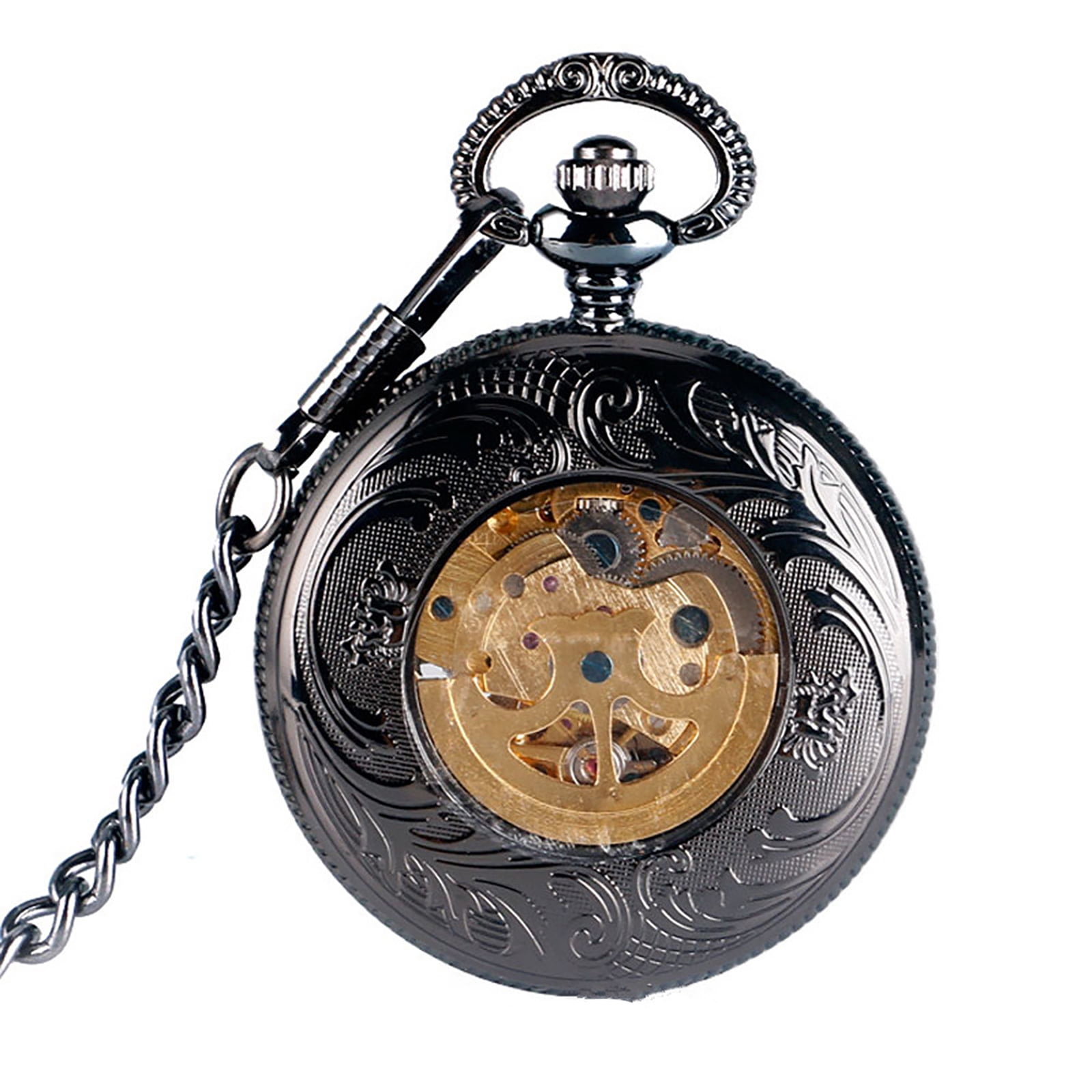 Classic Hand-winding Mechanical Pocket Watch Vintage Double Cover ...