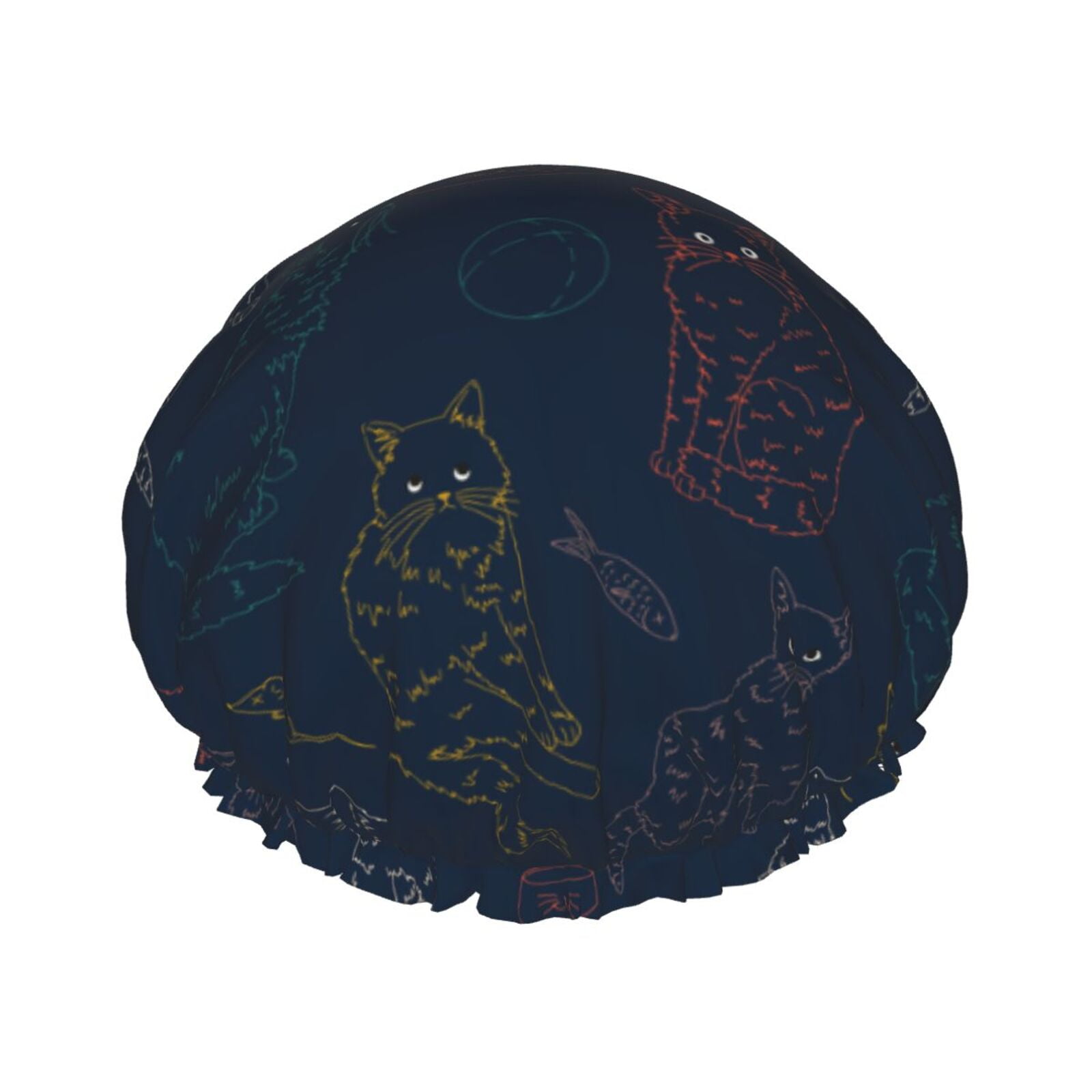 Classic Handmade Colorful Cat Shower Cap, Reusable Bath Hair Hat for ...